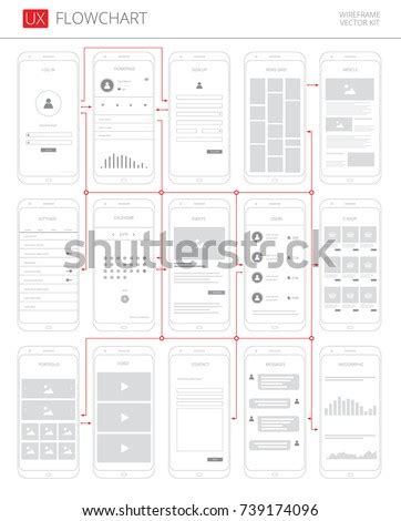 Ui Ux Flowchart Infographic Vector Illustration Stock Vector 635543348 Shutterstock