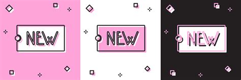 분홍색과 흰색 검은 색 배경에 격리 된 비문 새 아이콘으로 가격 태그를 설정합니다 가격 배지 프로모션 태그 할인 벡터