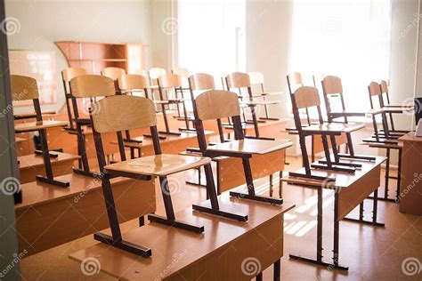 Empty School Classroom Background Stock Image Image Of Interior Board 255077969