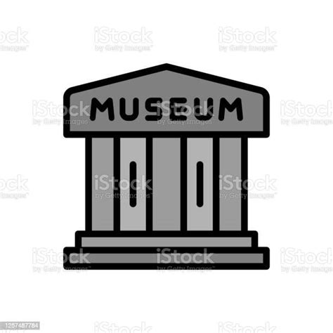 박물관 건물 아이콘 Ui 및 Ux 웹 사이트 또는 모바일 응용 프로그램에 대한 역사적 사물 아이콘의 윤곽 벡터 요소와 간단한 색상 개념에 대한 스톡 벡터 아트 및 기타