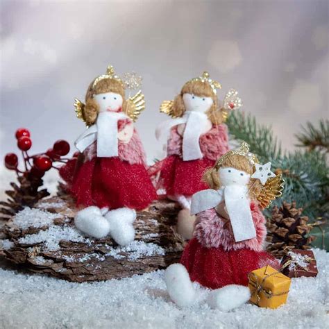 Коледна декорация Ангел в червено S Ts Bg