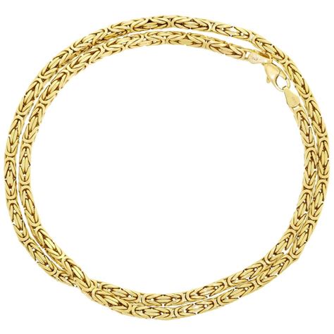 Solid 14k Yellow Gold Square Byzantine Chain Necklace Heavy 619gr 24