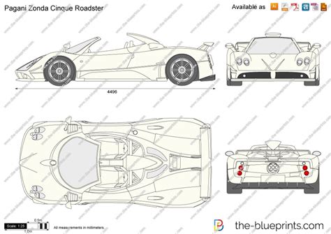 Pagani Zonda Cinque Roadster Vector Drawing Pagani Zonda Pagani