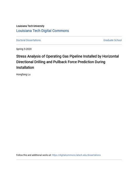 G4 Stress Analysis Of Operating Gas Pipeline Installed By Horizontal Pdf Pipeline
