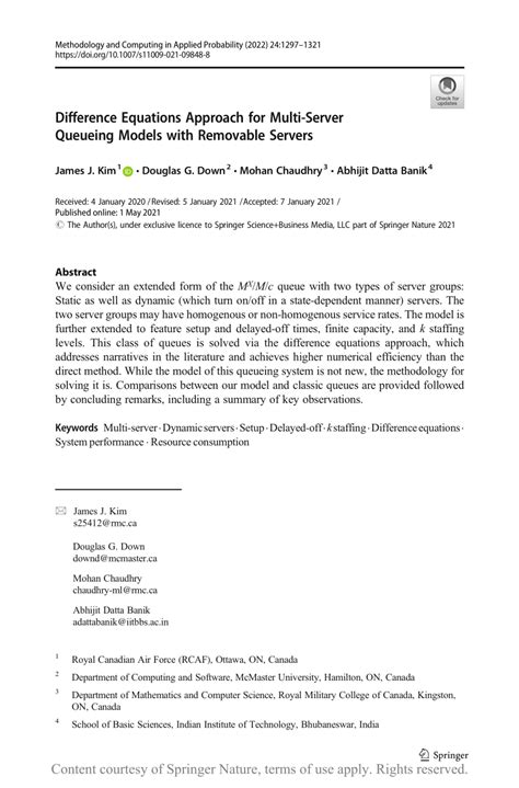 difference equations approach for multi server queueing models with