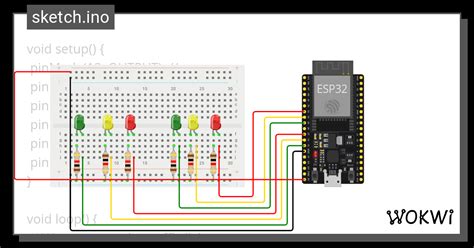 ไฟเขียวแดงเหลือง ศิวกร การแก้ว 412 16 Wokwi Esp32 Stm32