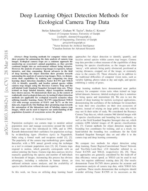 PDF Deep Learning Object Detection Methods For Ecological Network By Modern Standards
