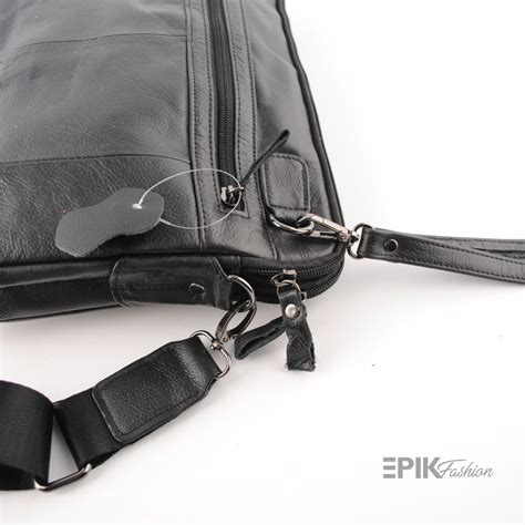 Мъжки чанти Мъжка чанта от естествена кожа телешки бокс с две отделни отделения с цип със