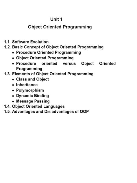 Unit 1 Object Orinted Programming Pdf Object Oriented Programming