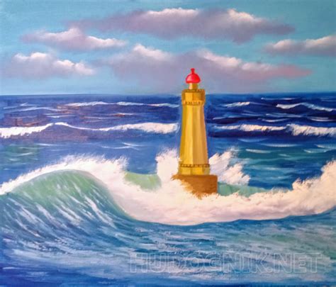 Картина Маяк в бушующем море Размеры 70x50 Год 2020 Цена 4999