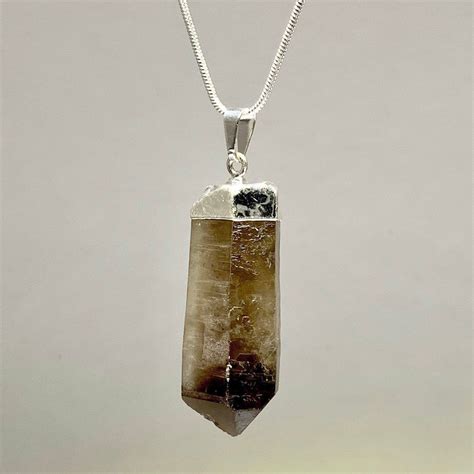 Smoky Quartz Pendant Necklace Smoky Quartz Crystal Pendant With Chain Etsy