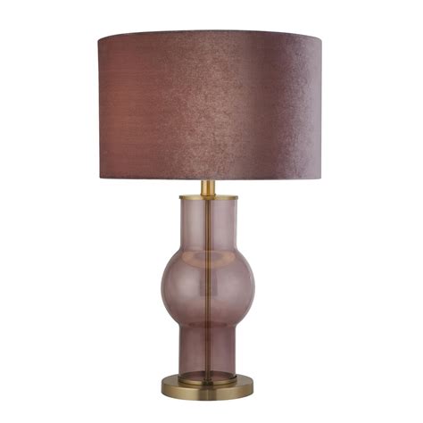 Searchlight Purple Glass Table Lamp And Fabric Shade Sel194 Table Lamps