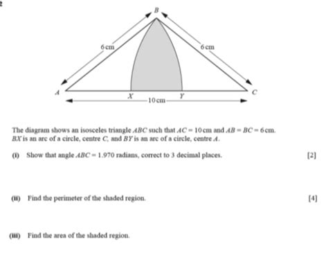 Solved The Diagram Shows An Isosceles Triangle Abc Such That Ac 10cm And Ab Bc 6cm Bx Is An