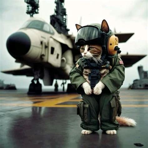🛩️🛩️🛩️🪖🪖🪖 Air Force Cat Cat Pilots Fighter Jet Funny Cat Pilot Photo