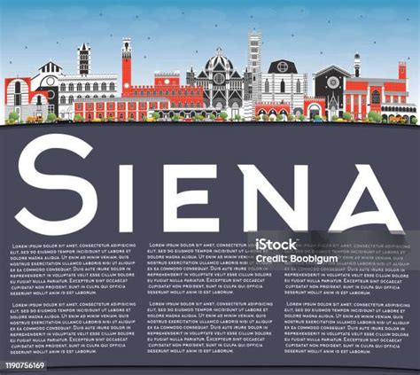 색상 건물 푸른 하늘과 복사 공간 시에나 토스카나 이탈리아 도시 스카이 라인 시에나 이탈리아에 대한 스톡 벡터 아트 및 기타 이미지 시에나 이탈리아 건물 외관 건축