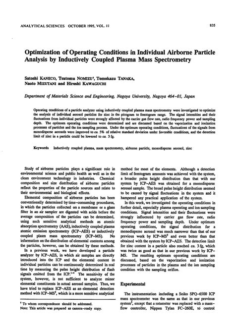 Pdf Optimization Of Operating Conditions In Individual Airborne