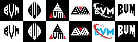 Bvm Letter Logo Design In Six Style Bvm Polygon Circle Triangle Hexagon Flat And Simple