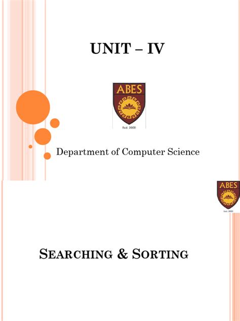 Unit 4 Searching And Sorting Pdf