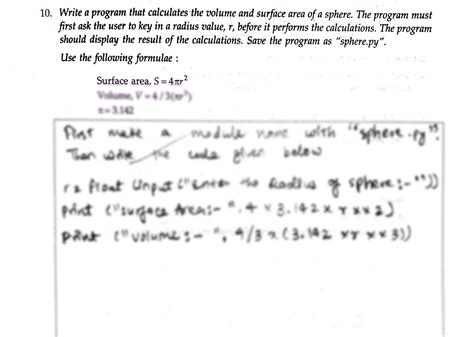 Solution Python Program To Calculate The Volume And Surface Area Of A