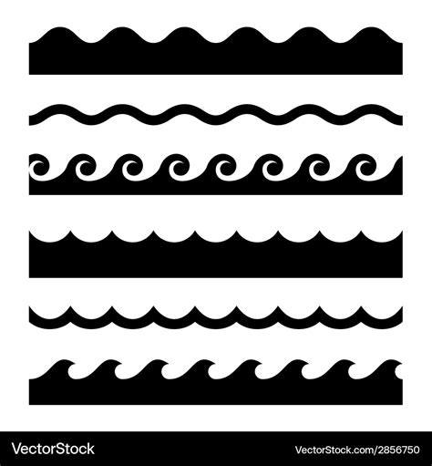 Seamless Wave Pattern Set Template Royalty Free Vector Image