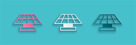 종이 는 파란색 배경에 격리 태양 에너지 패널 아이콘을 잘라 종이 아트 스타일 벡터 3차원 형태에 대한 스톡 벡터 아트 및 기타 이미지 3차원 형태 개념 그림자