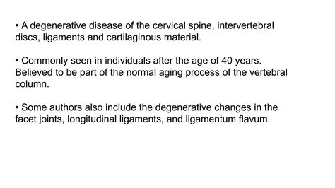 Cervical Spondylosis Degenerative Cervical Spine Pptx