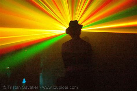 Laser Show Shadow With Hat Warehouse Underground Rave Party