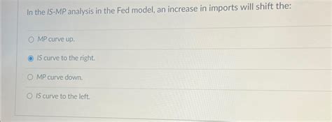 Solved In The IS MP Analysis In The Fed Model An Increase Chegg Com