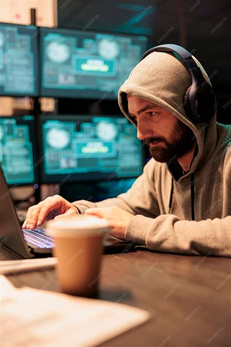 premium photo thief developer breaking through security system and