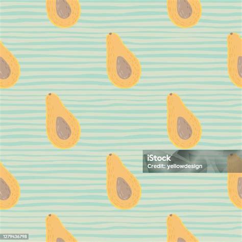 심플한 오렌지 아보카도 반 모양 매끄러운 패턴 밝은 파란색은 배경을 제거했습니다 천연 비건 음식 배경 건강한 생활방식에 대한 스톡 벡터 아트 및 기타 이미지 Istock