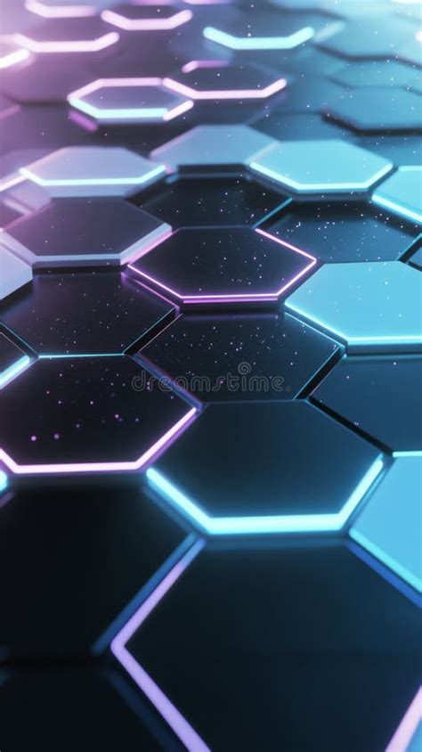 Futuristic Abstract Background Featuring Glowing Hexagonal Patterns Stock Illustration