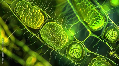 Generate A High Resolution Image Of Chloroplasts Under A Microscope
