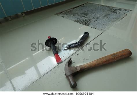Homemade Replacing Floor Tiles Tiles Broken Stock Photo Shutterstock