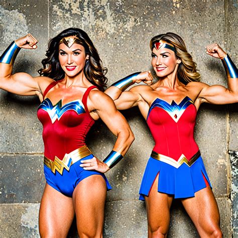 Wonder Woman And Supergirl Flexing Biceps