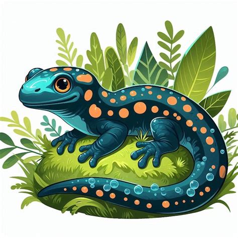 Cute Newt Vector Cartoon Illustration White Background Premium AI Generated Vector