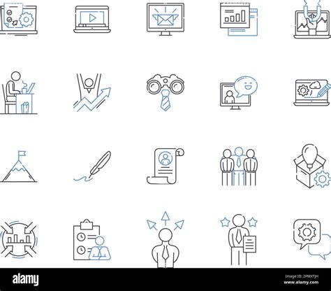 Working Management Outline Icons Collection Workforce Management Organizing Supervising