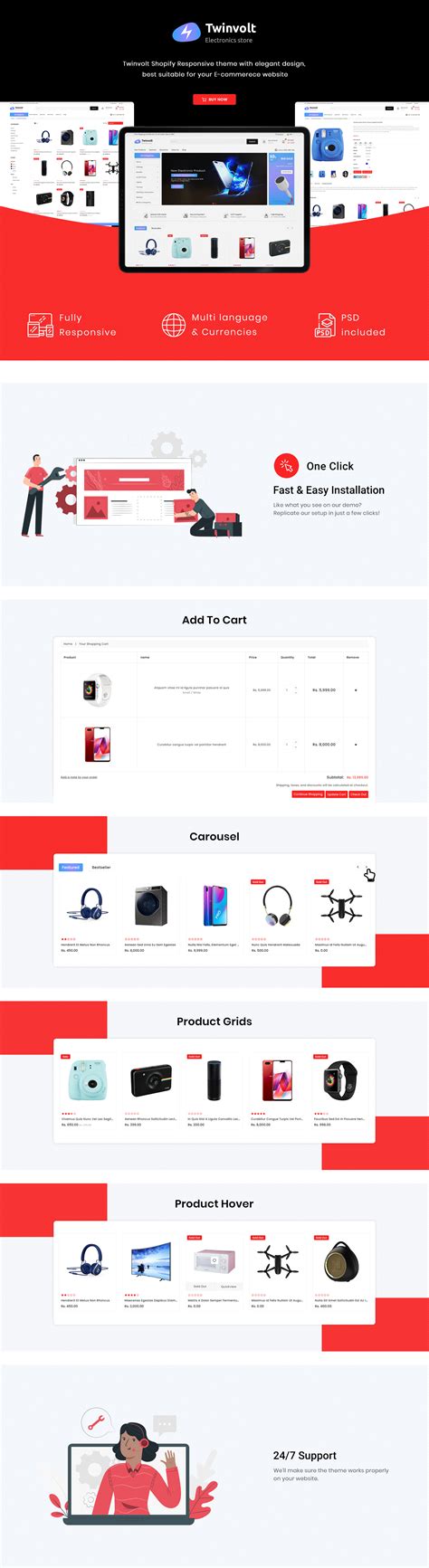 Twinvolt Electronic Shopify Theme 86112 Templatemonster