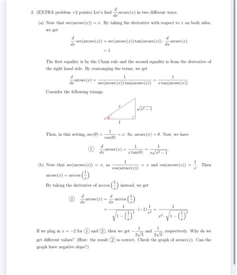 Solved EXTRA Problem Points Let S Find Arcsec S In Chegg Com