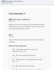 Algo1 2 Pdf 3 22 Questions Answered Saved At 10 42 PM Coursework 1 Q1 Sets And Relations 15