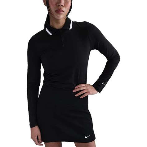 Nike Dri Fit Uv Tour Longsleeve Golf Polo Black White White Fa25 Women