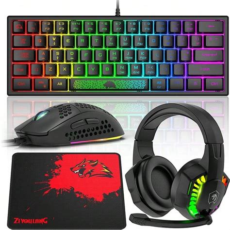 Felicon 60 Gaming Keyboard Honeycomb Mouse And Rgb Headset Comboith