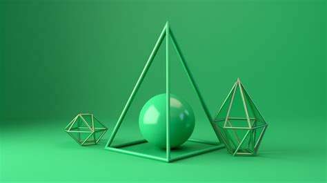 minimalistic concept geometry object rendered in 3d against a green