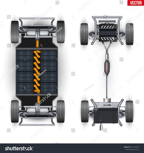 Set Car Rolling Chassis Unibody Electric Stock Vector Royalty Free