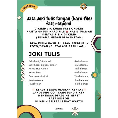 Jual Jasa Joki Tulis Tangan Rangkuman Cepat Kirim Kertas Fisik Hard