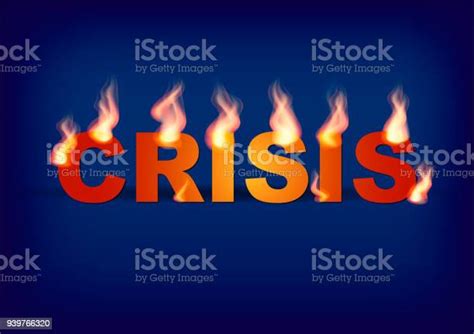 파란색 바탕에 화 염 단어 위기입니다 벡터 일러스트입니다 개념에 대한 스톡 벡터 아트 및 기타 이미지 개념 경제 구겨진 Istock