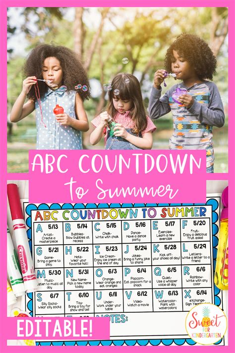 Editable Abc Countdown To Summer Activity Calendar Plus Writing Pages School Countdown How To