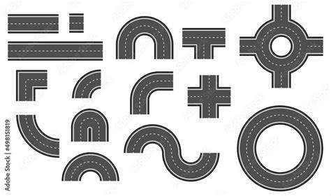 Vetor De Road Segment Pieces Clipart Set Color Do Stock Adobe Stock