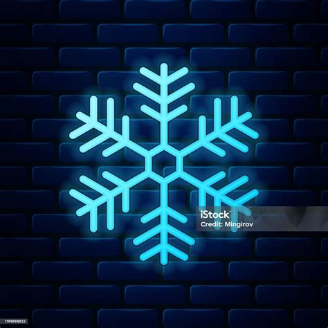 벽돌 벽 배경에 격리 빛나는 네온 눈송이 아이콘 벡터 일러스트레이션 0명에 대한 스톡 벡터 아트 및 기타 이미지 0명 12
