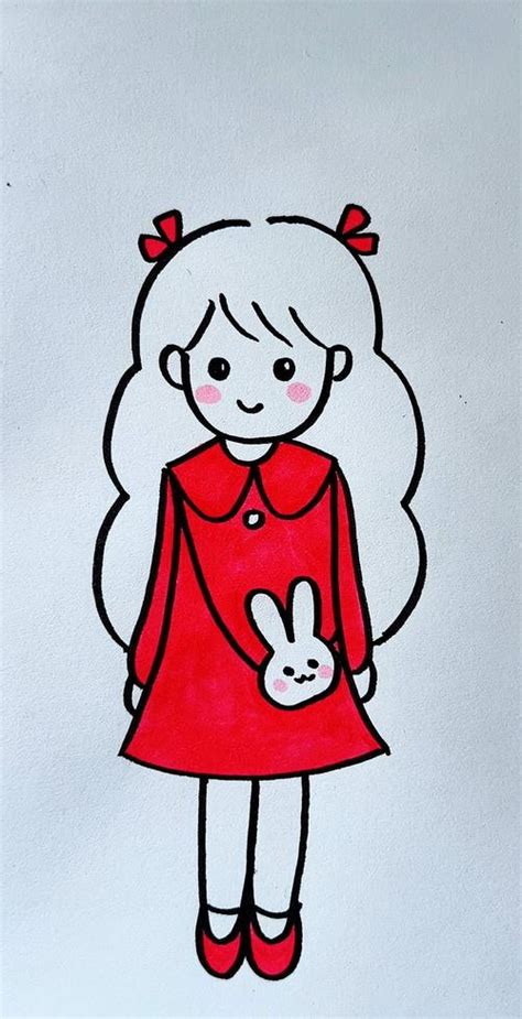 可爱简单的动漫女孩简笔画（热门15张） 简笔画图片大全