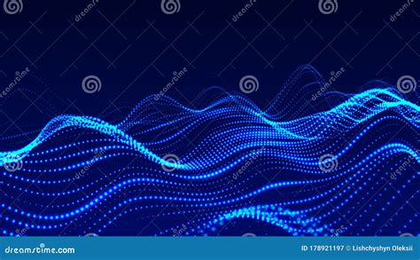 Wave Of Particles Abstract Background With A Dynamic Wave Big Data Futuristic Blue Vector